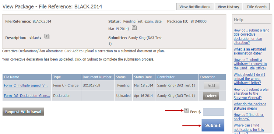 Corrective Declarations or Plan Alterations | System Help